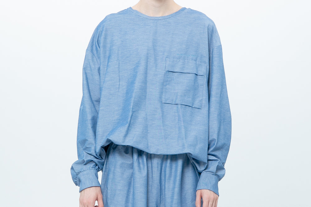 Linen denim crew shirts
